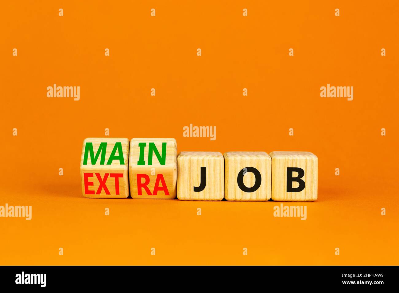 Extra or main job symbol. Turned wooden cubes and changed concept words ...