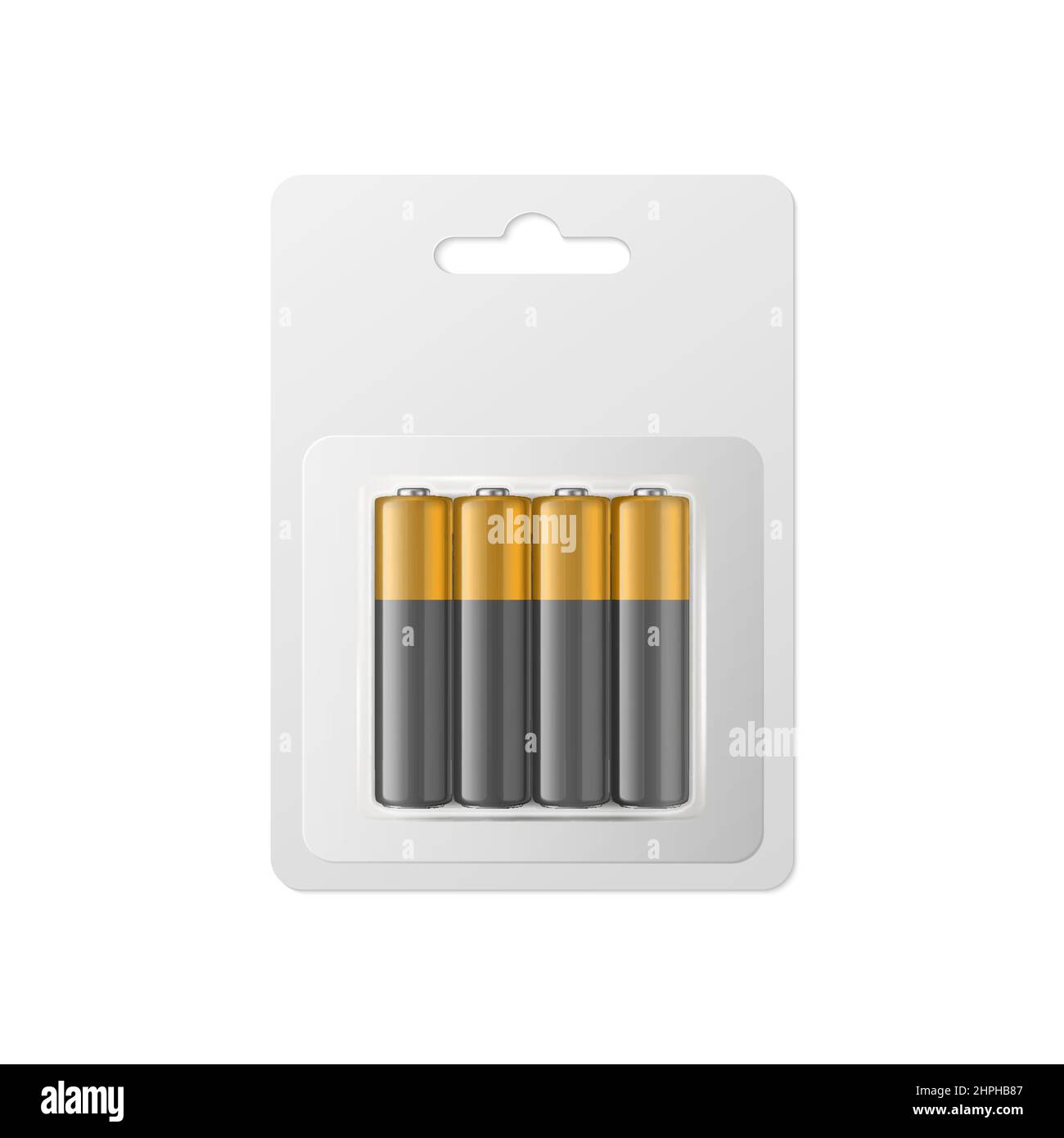 Vector 3d Realistic Alkaline AA Batteries in Blister, Packaging. White ...
