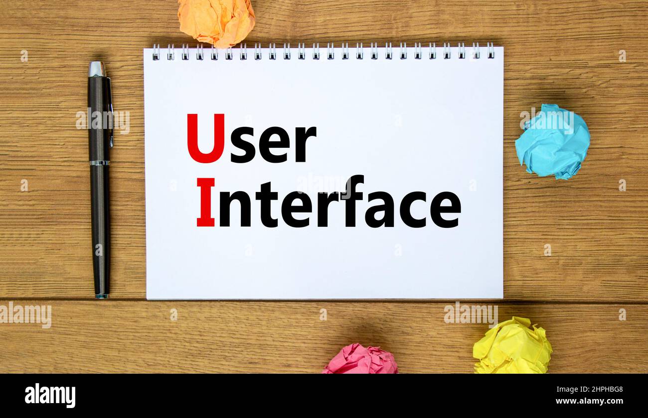 UI user interface symbol. Concept words UI user interface on white note ...