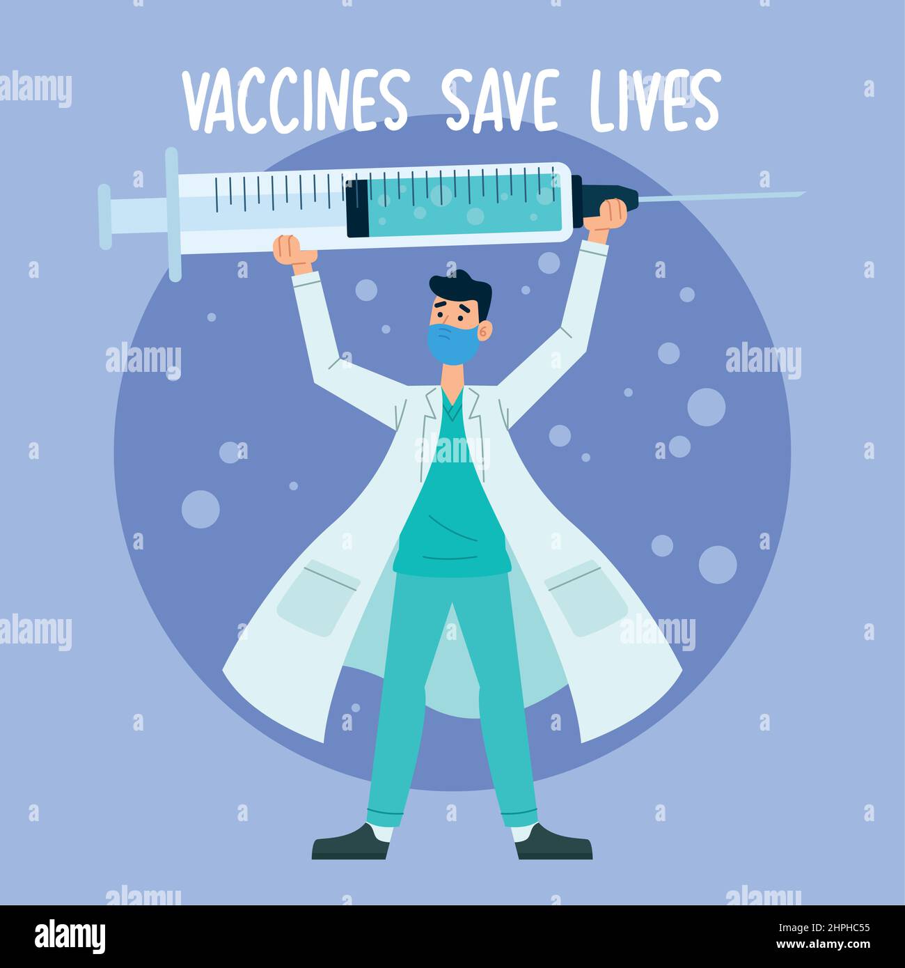 Vaccine save lives poster Doctor holding a syringe Vector Stock Vector ...