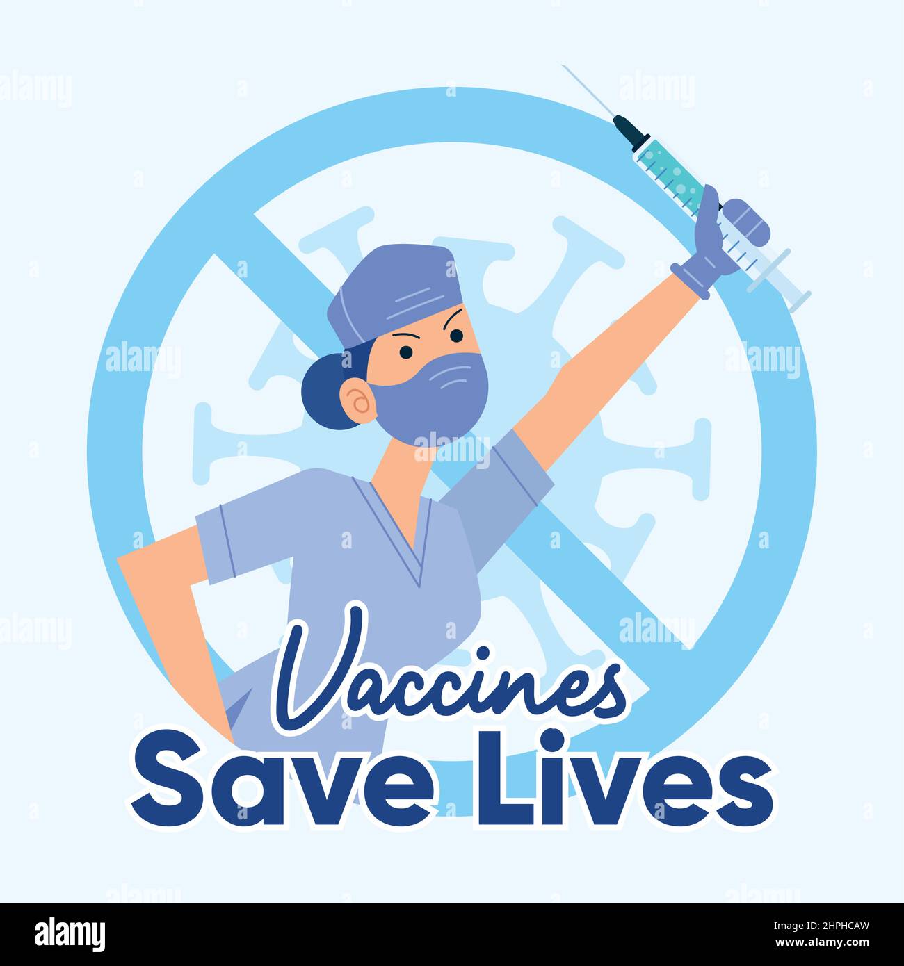 Vaccines save lives poster doctor holding a syringe Vector Stock Vector ...