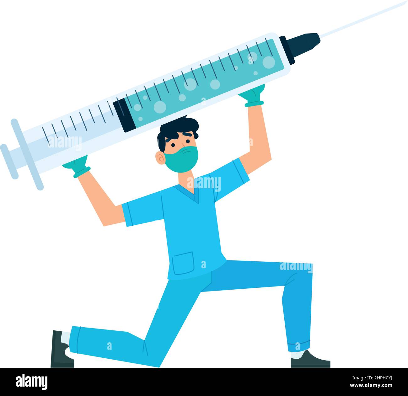 Isolated male doctor holding a syringe Vector Stock Vector Image & Art ...