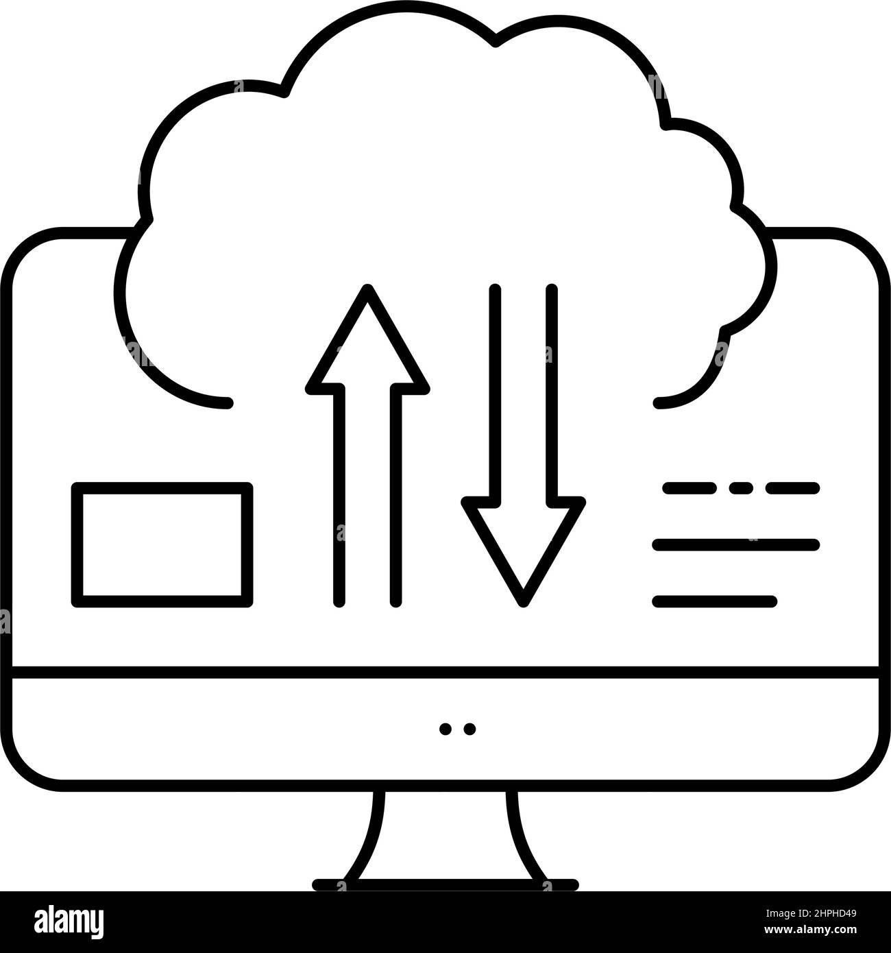 download and upload from cloud digital processing line icon vector ...