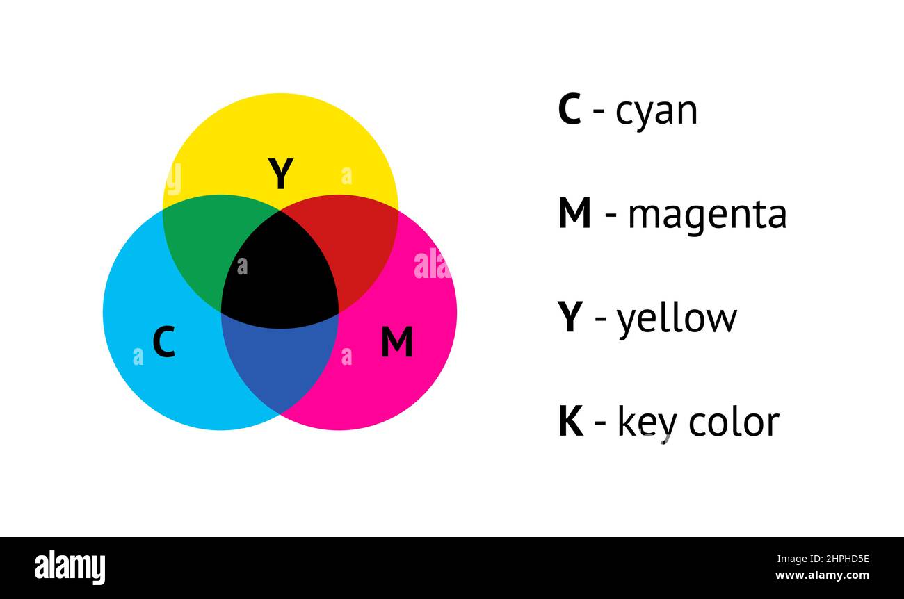 CMYK subtractive color model vector infographic for education Stock ...