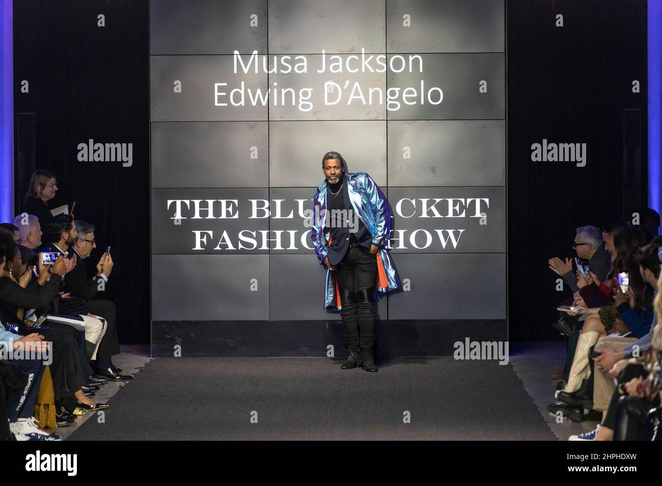 New York, New York, USA. 17th Feb, 2022. Musa Jackson wearing dress by ...