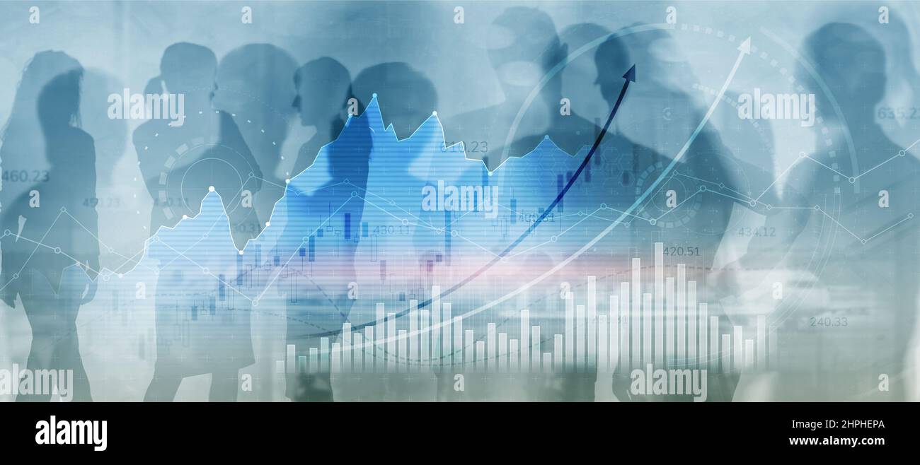 Virtual screen with stock market changes. Business Finance graph chart ...