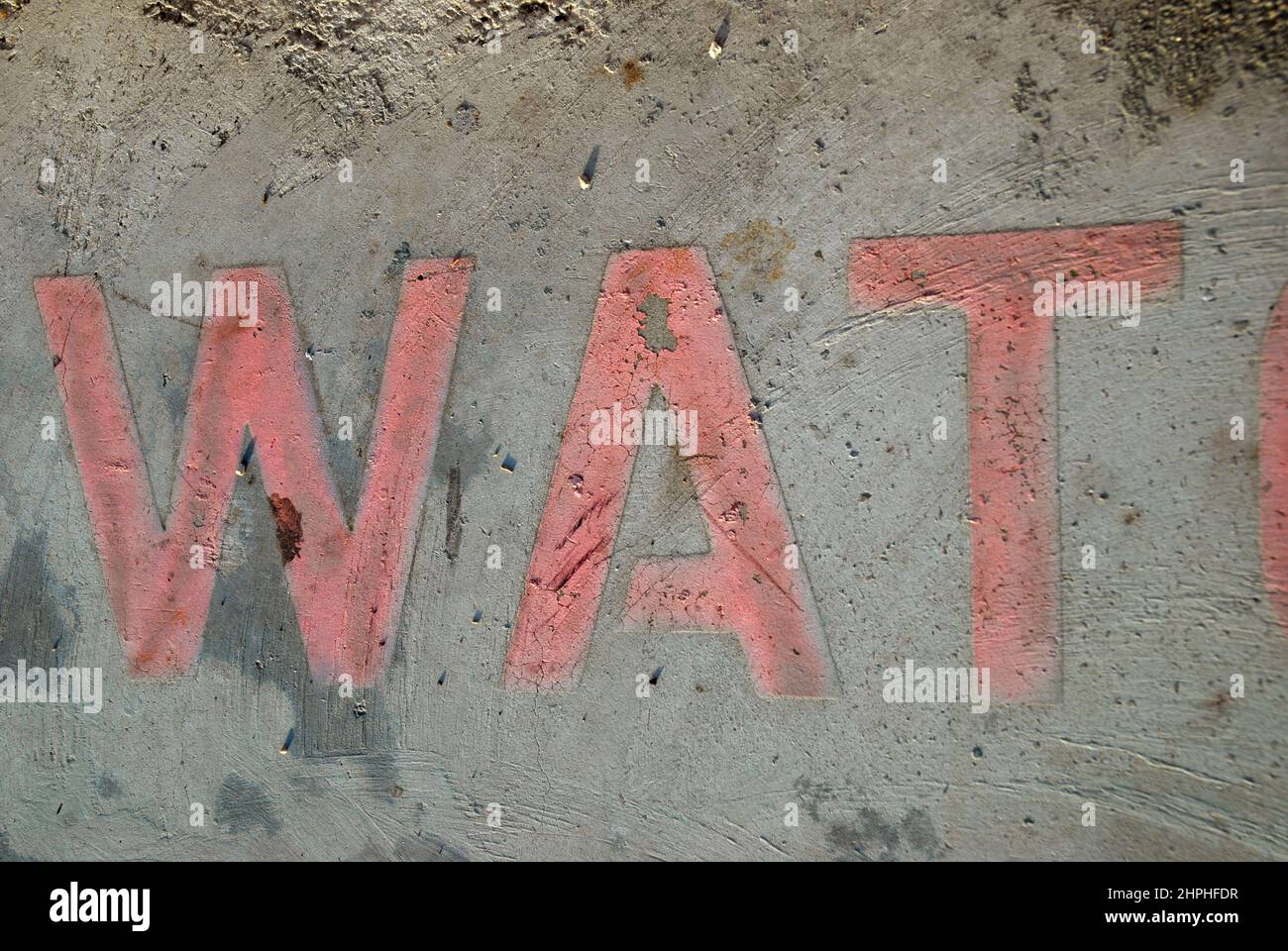 Word Wat faded sign painted on pavement, Dubrovnik, Croatia Stock Photo ...