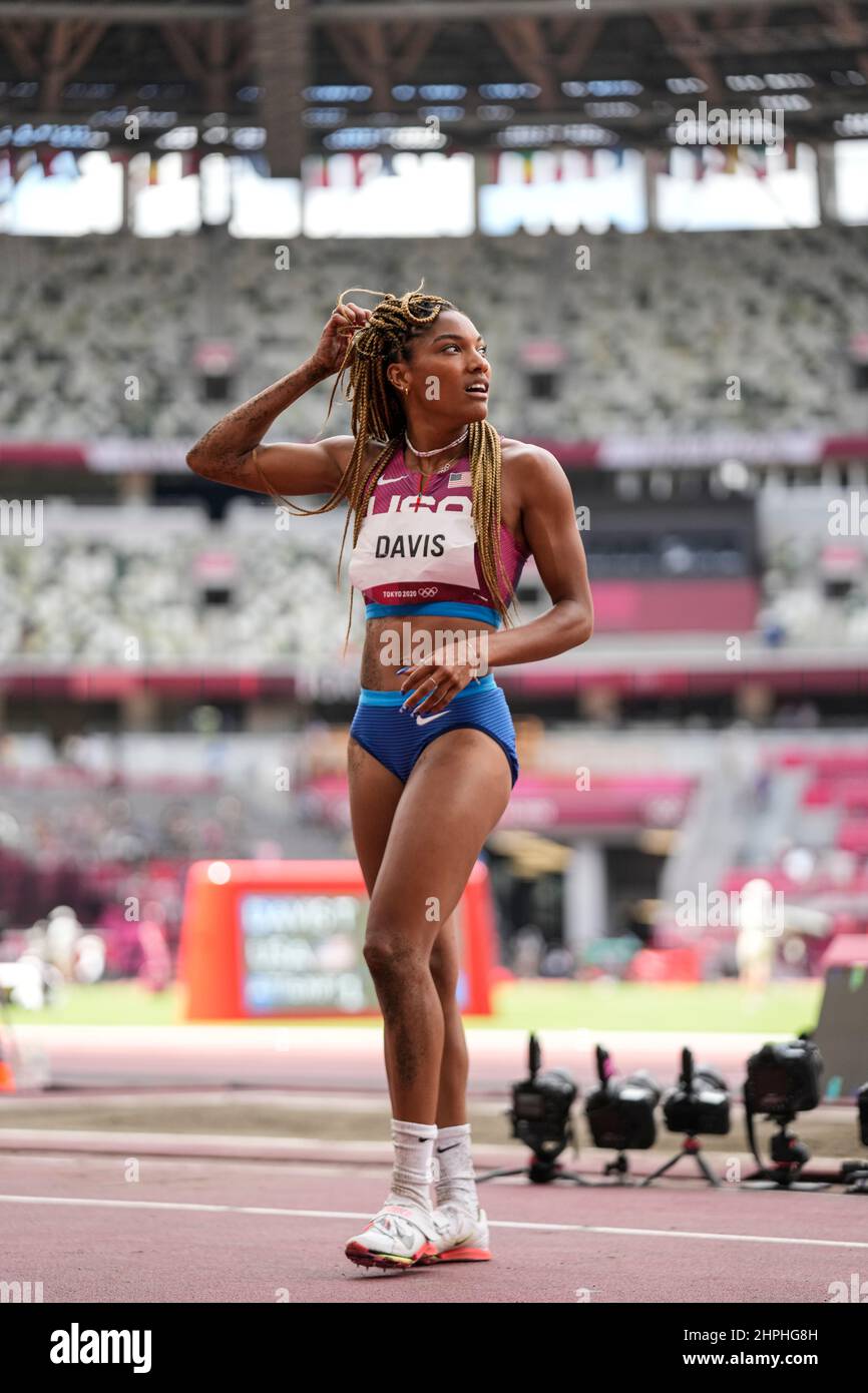 Tara Davis participating in the Tokyo 2020 Olympic Games in the long ...