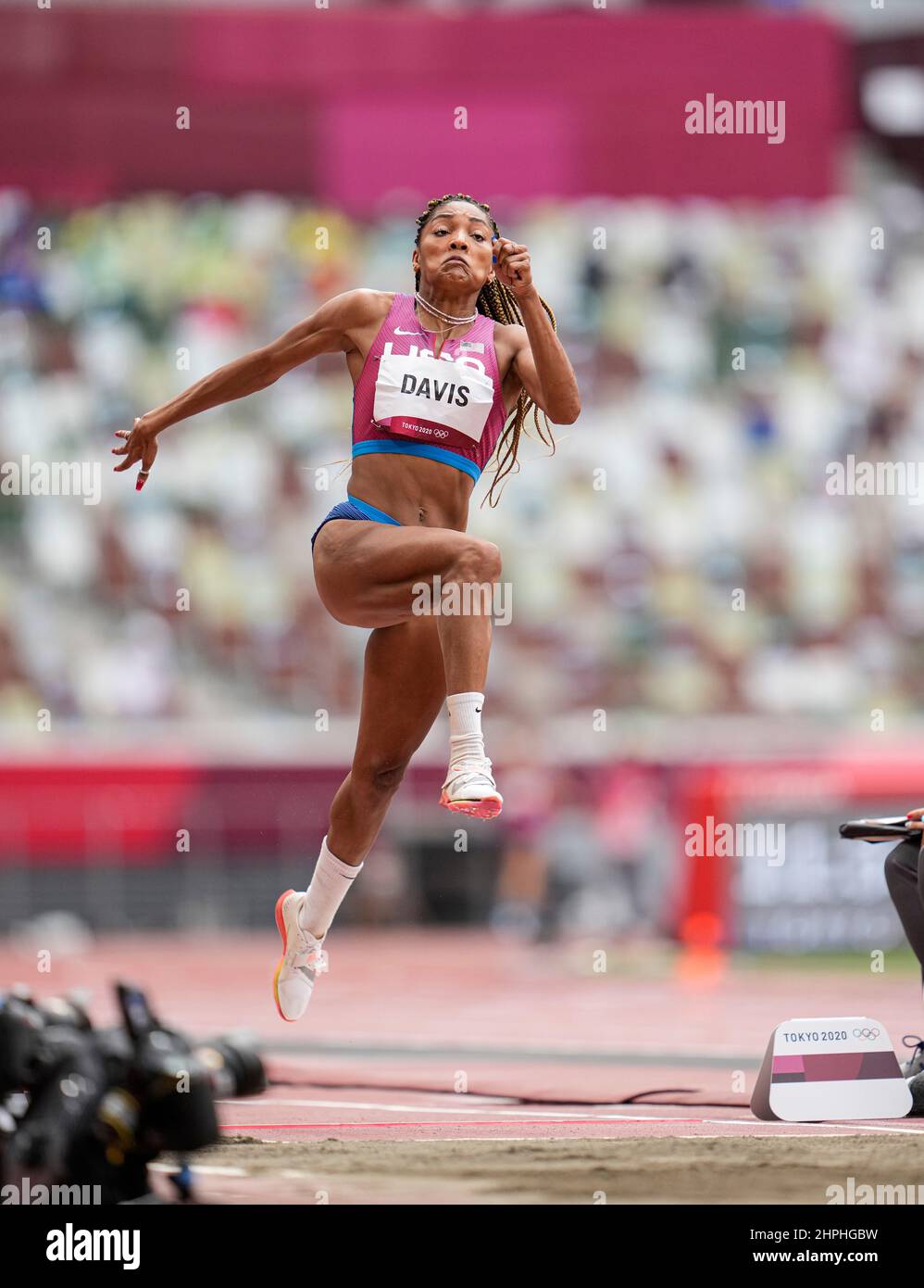Tara Davis participating in the Tokyo 2020 Olympic Games in the long ...