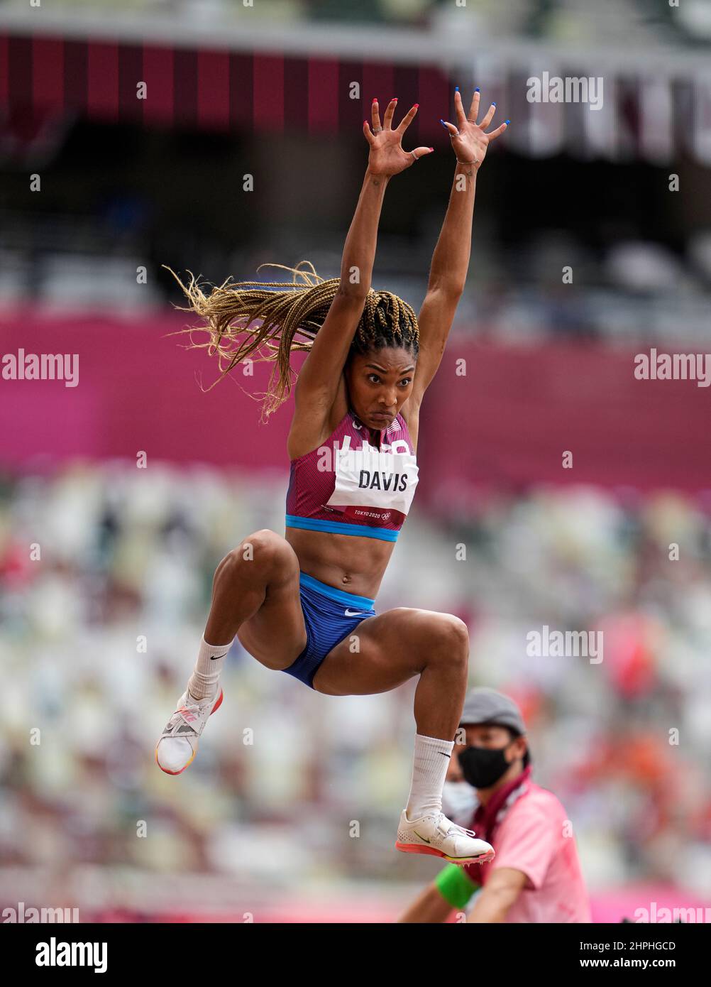 Tara Davis participating in the Tokyo 2020 Olympic Games in the long ...