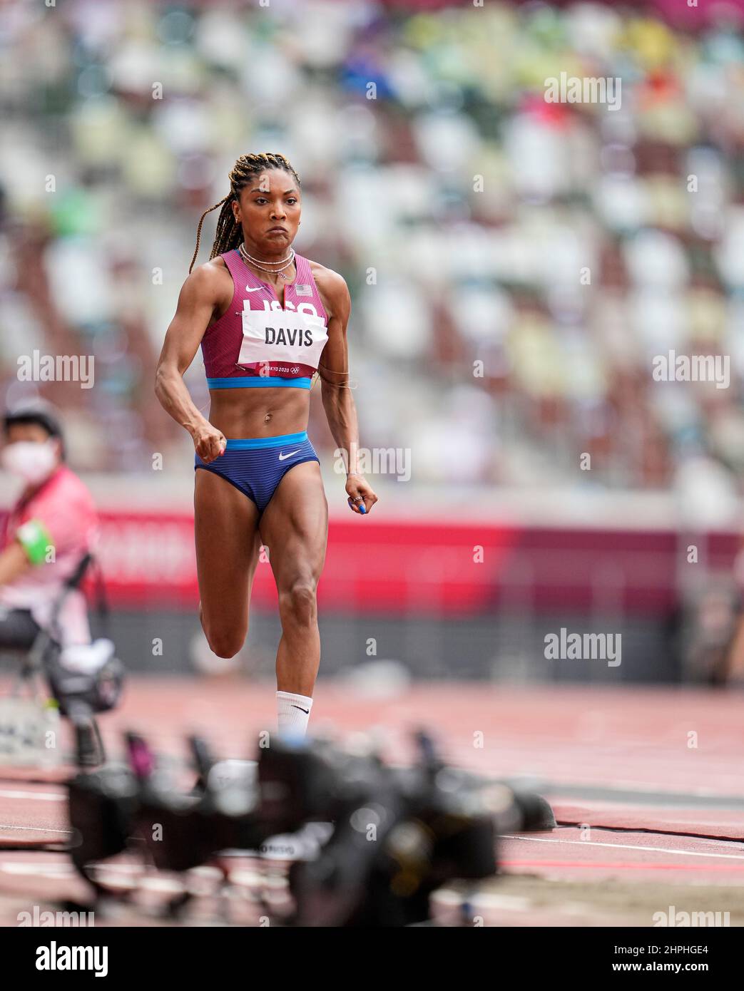 Tara Davis participating in the Tokyo 2020 Olympic Games in the long ...