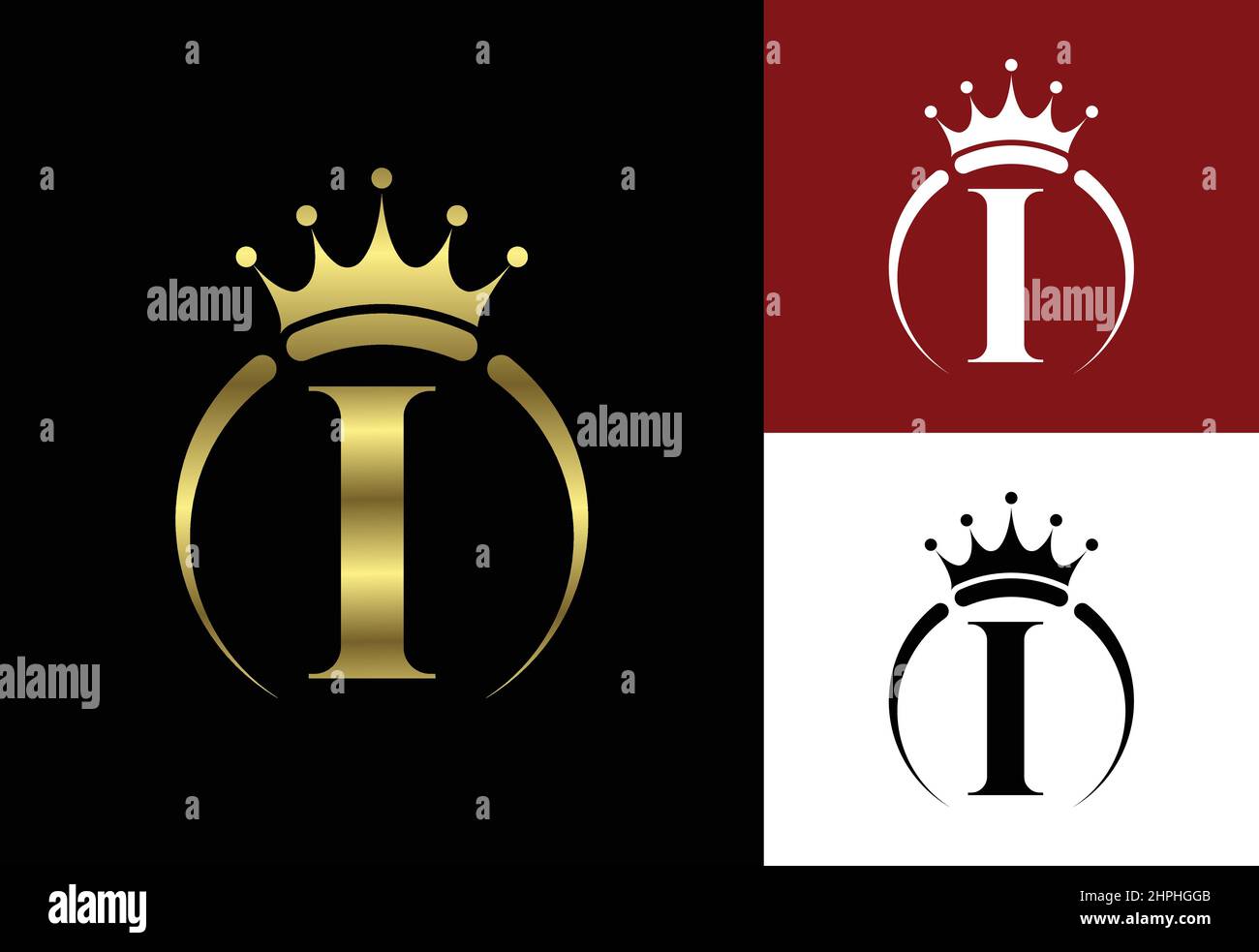 Initial I monogram alphabet with a crown. Royal, King, queen luxury ...