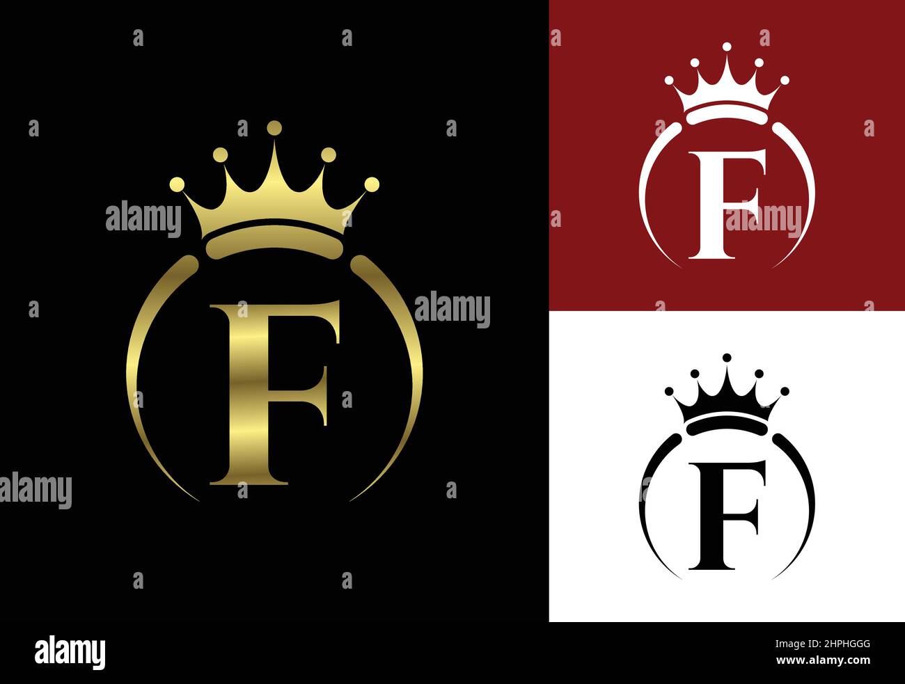 Initial F monogram alphabet with a crown. Royal, King, queen luxury ...