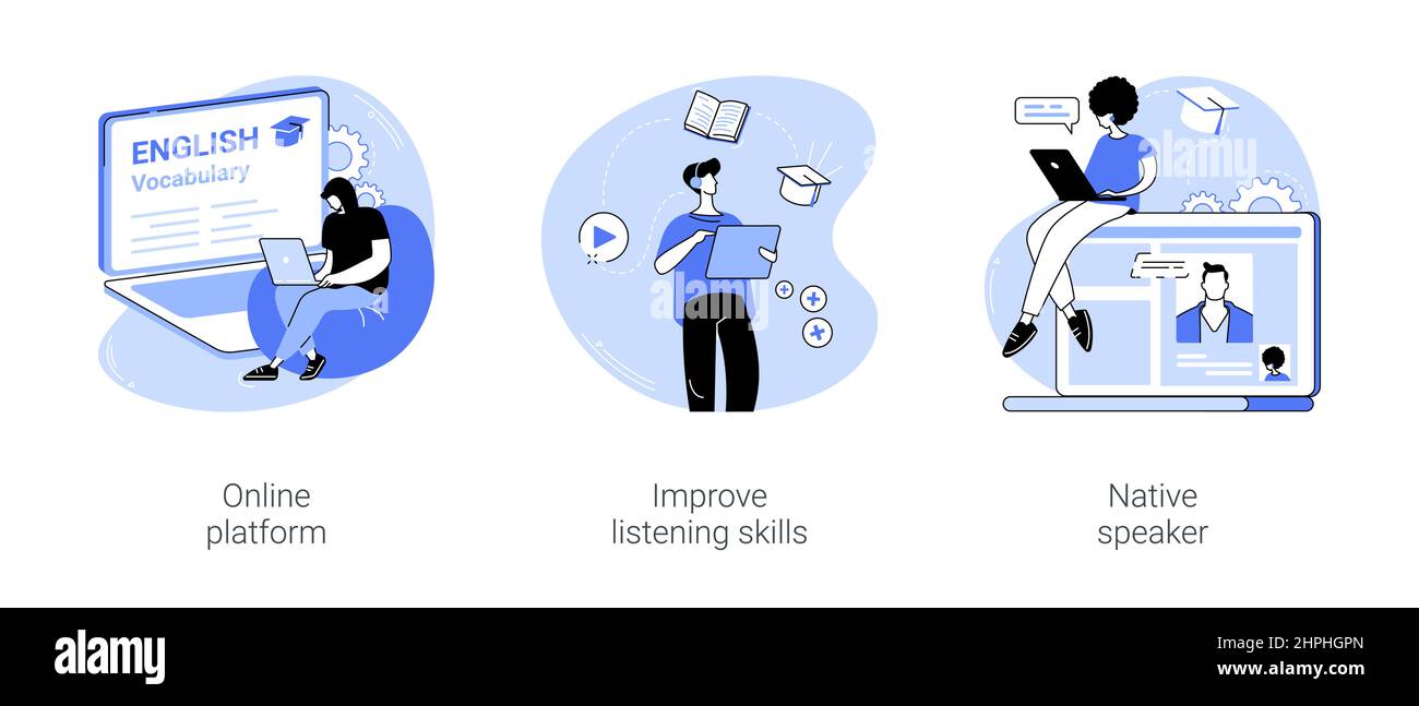 Foreign language distance learning isolated cartoon vector ...