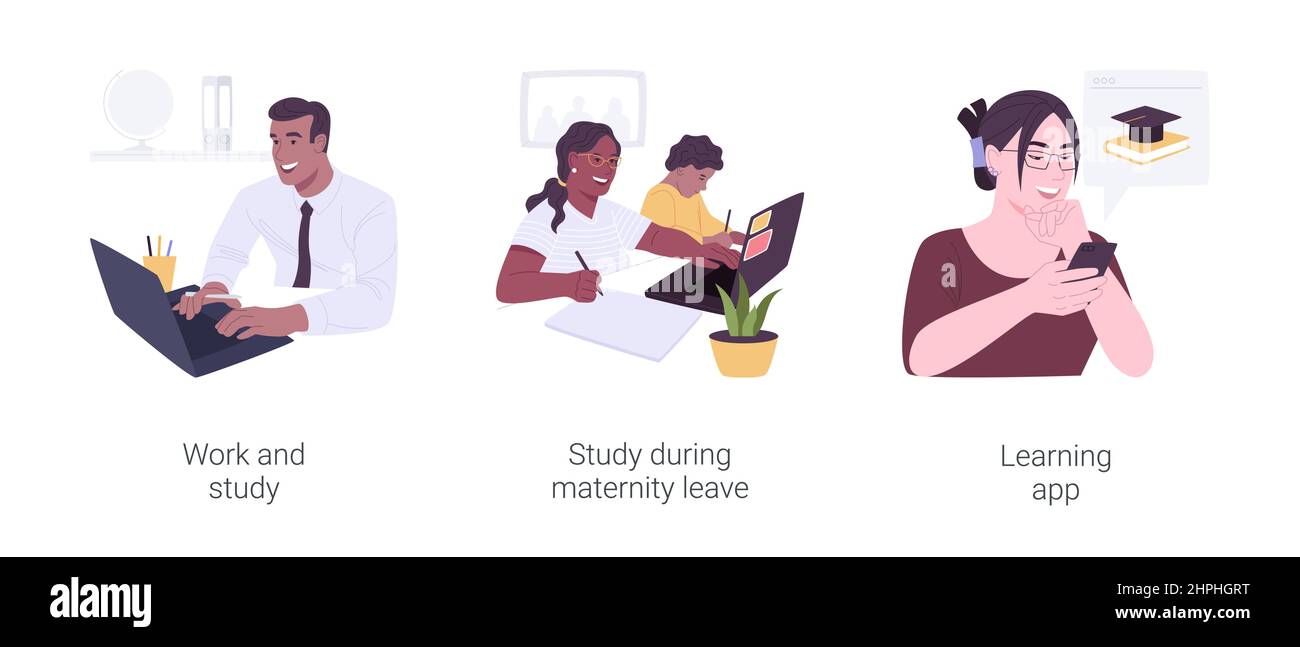 Learning opportunities isolated cartoon vector illustrations set Stock ...