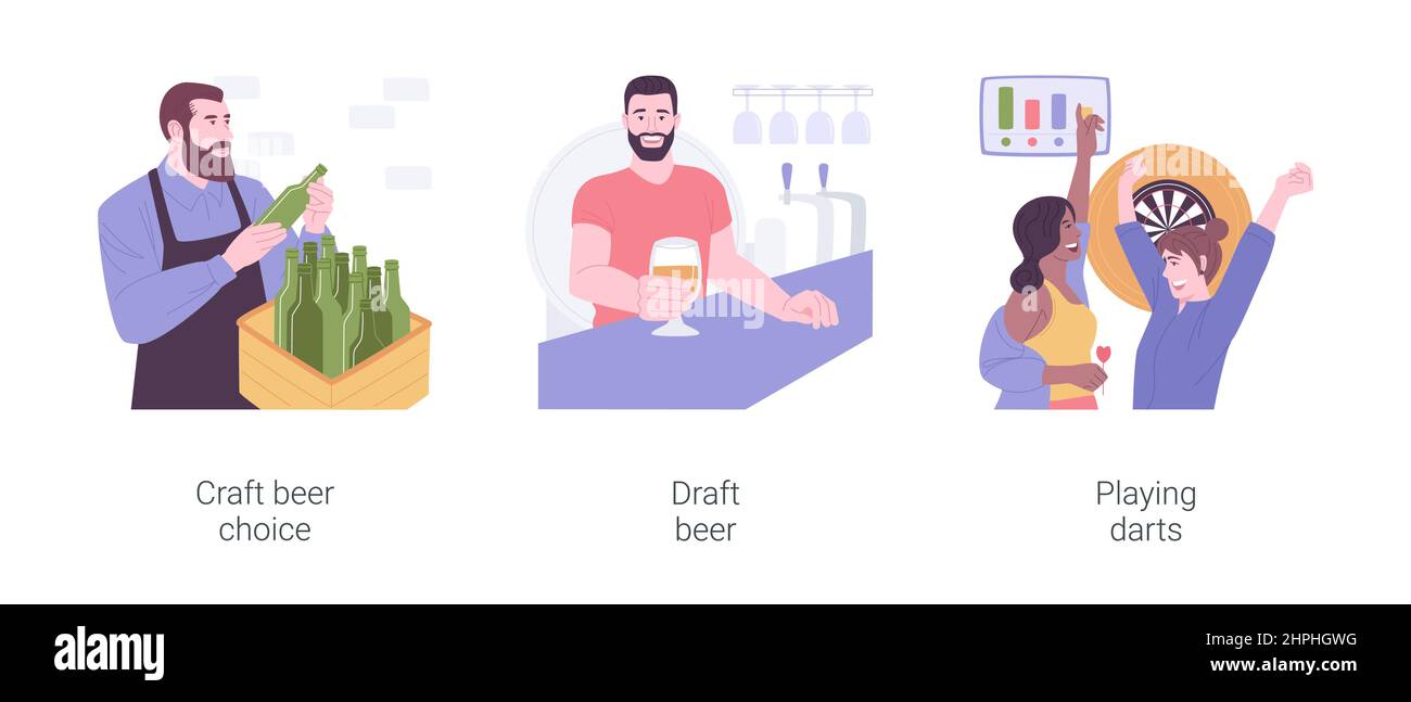 In a pub isolated cartoon vector illustrations set Stock Vector Image ...