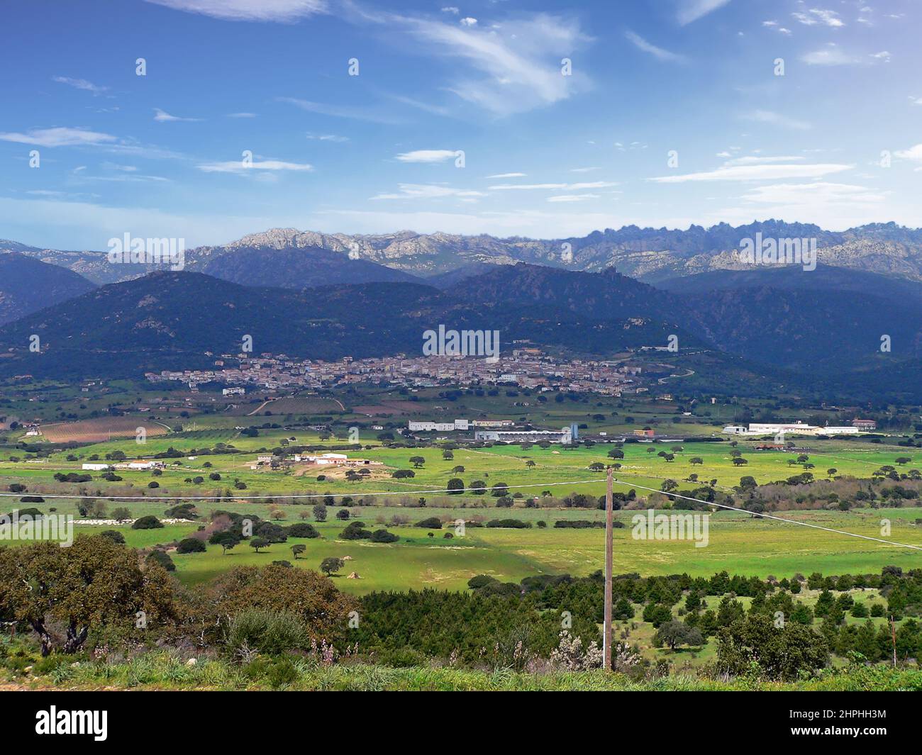 The city of Berchidda and Limbara Mount, Sardinia, Italy Stock Photo ...