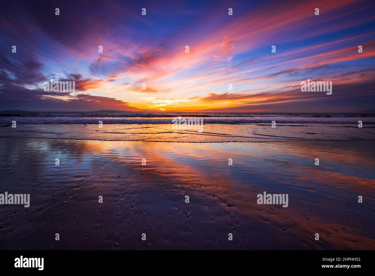 Sunset over the Channel Islands, Ventura, California USA Stock Photo ...