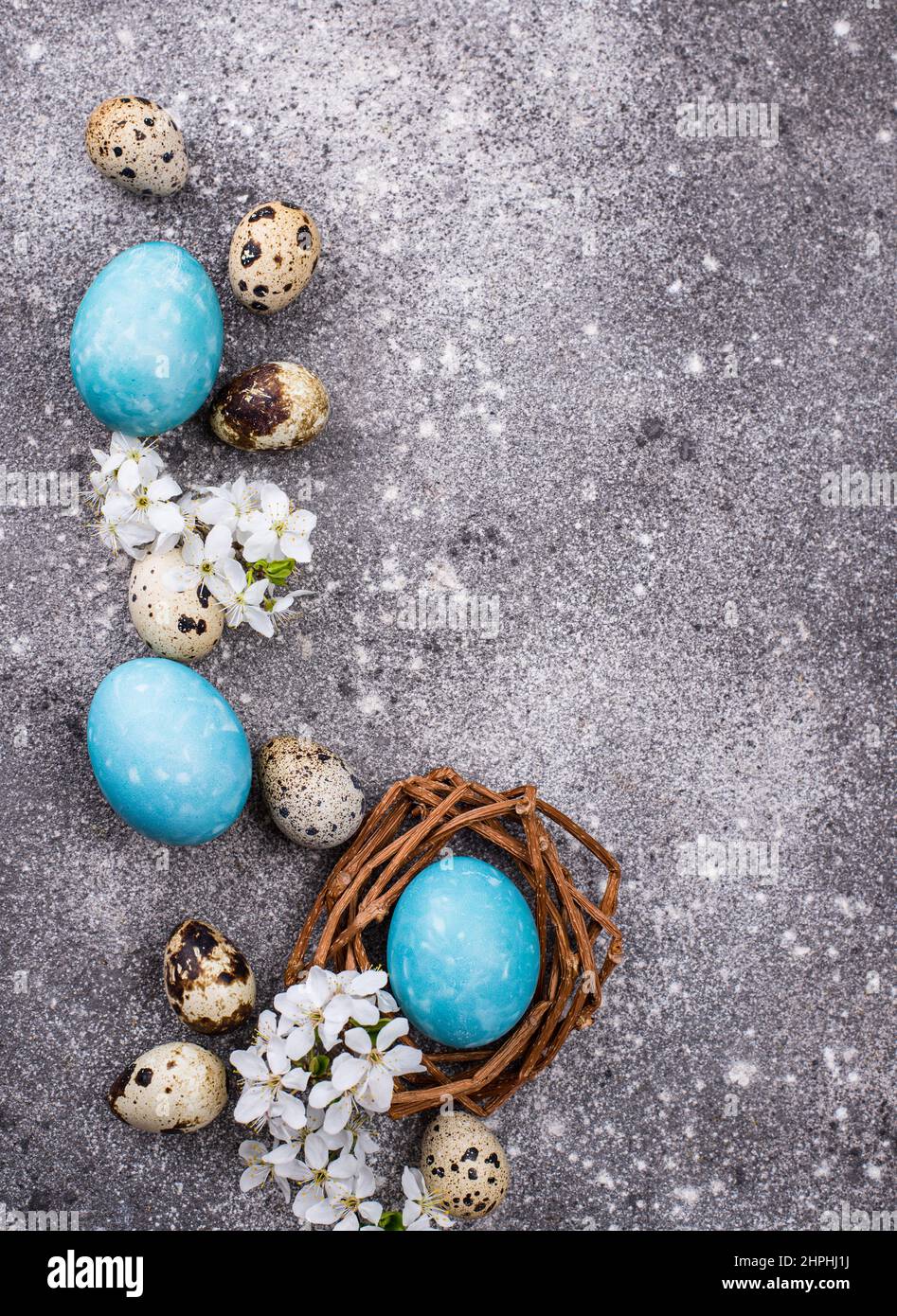 Easter eggs in blue color Stock Photo - Alamy