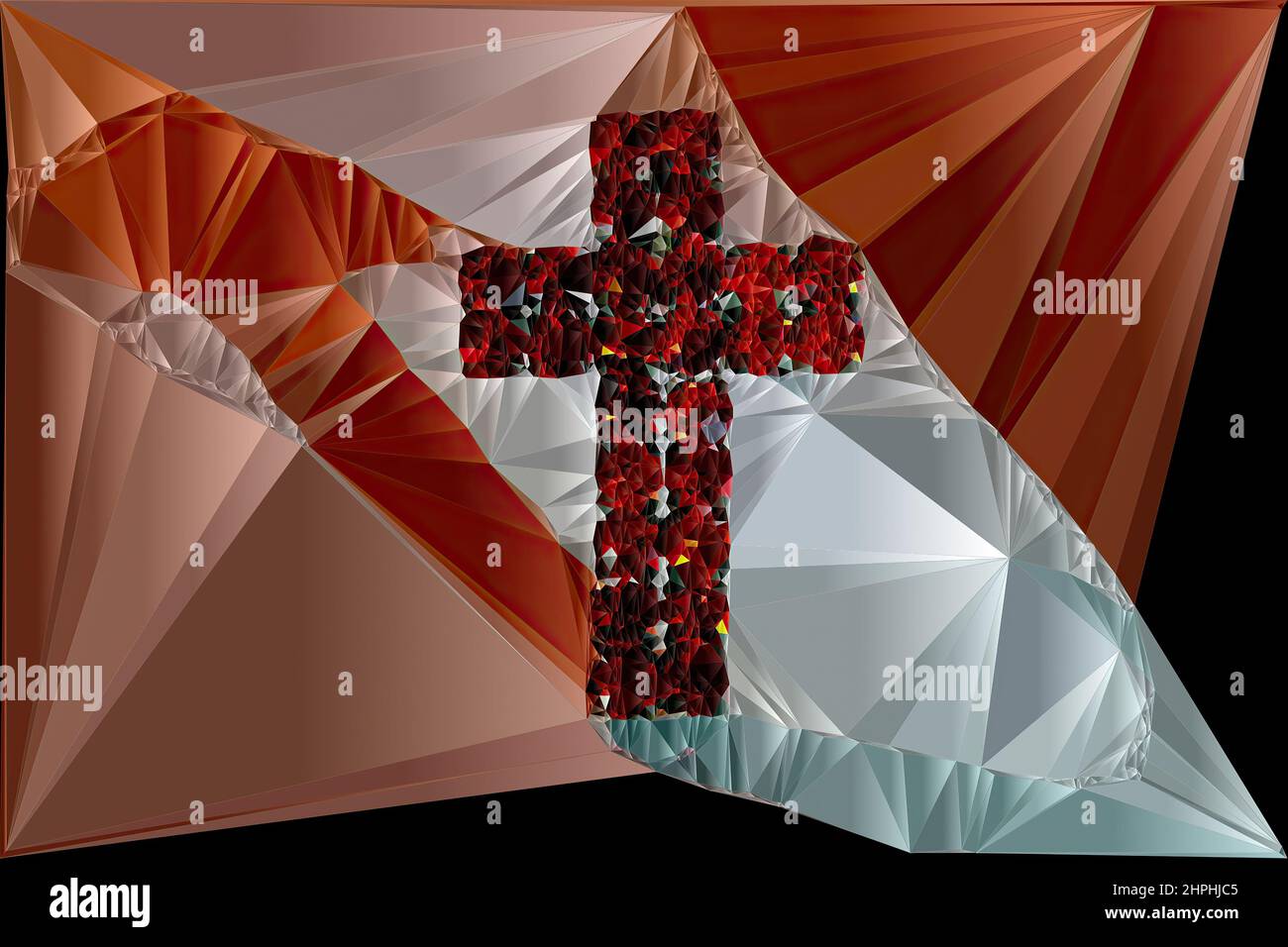Artwork of abstract composition made with geometrical shapes of cross ...