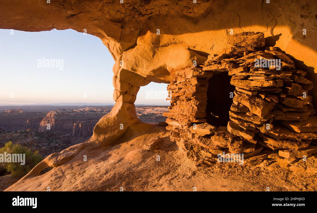 A 1000-year old Ancestral Pueblan granary ruin on Aztec Butte in ...