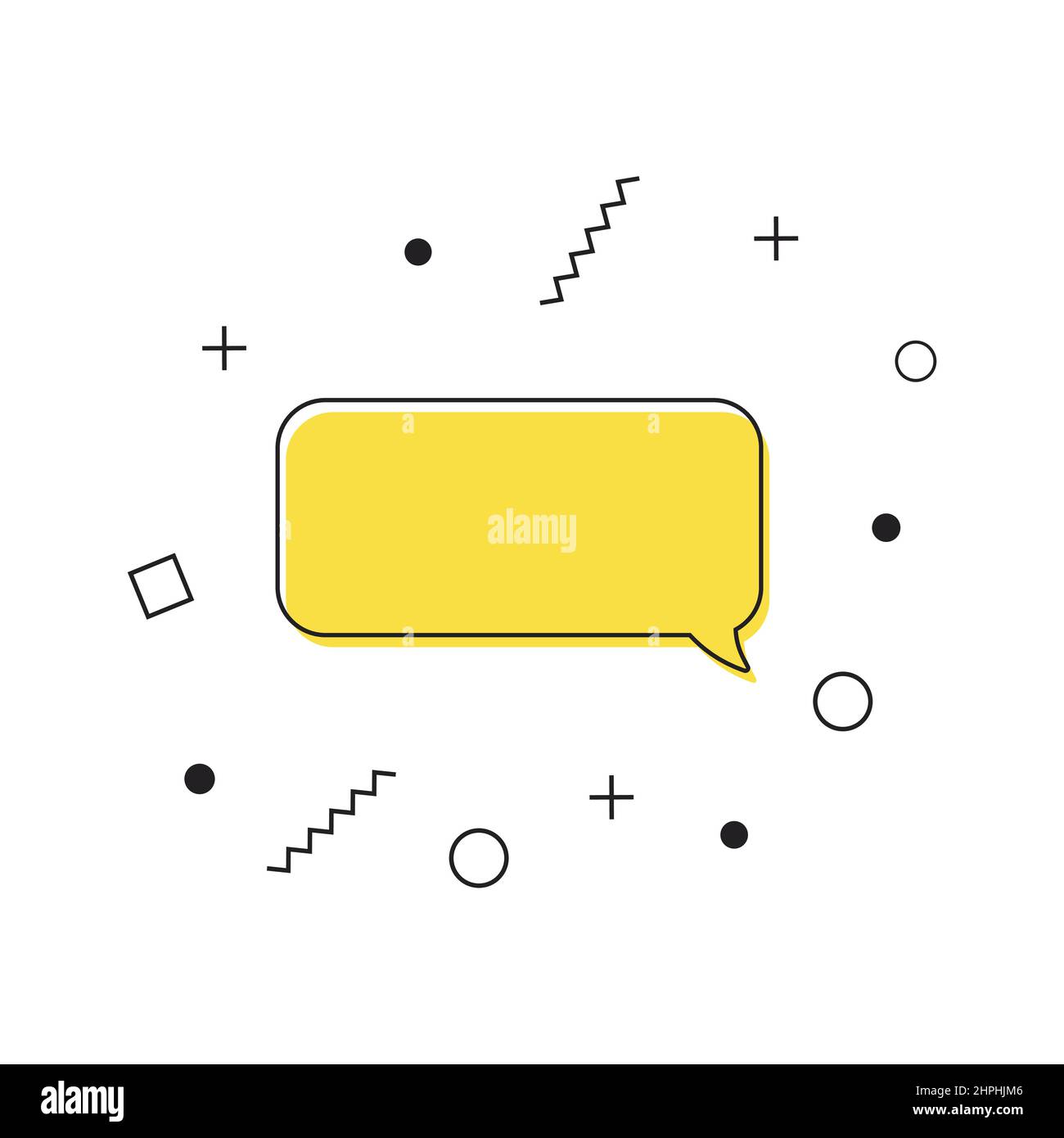 Speech Bubble Icon Vector Yellow Message Icon With Geometric Shapes On