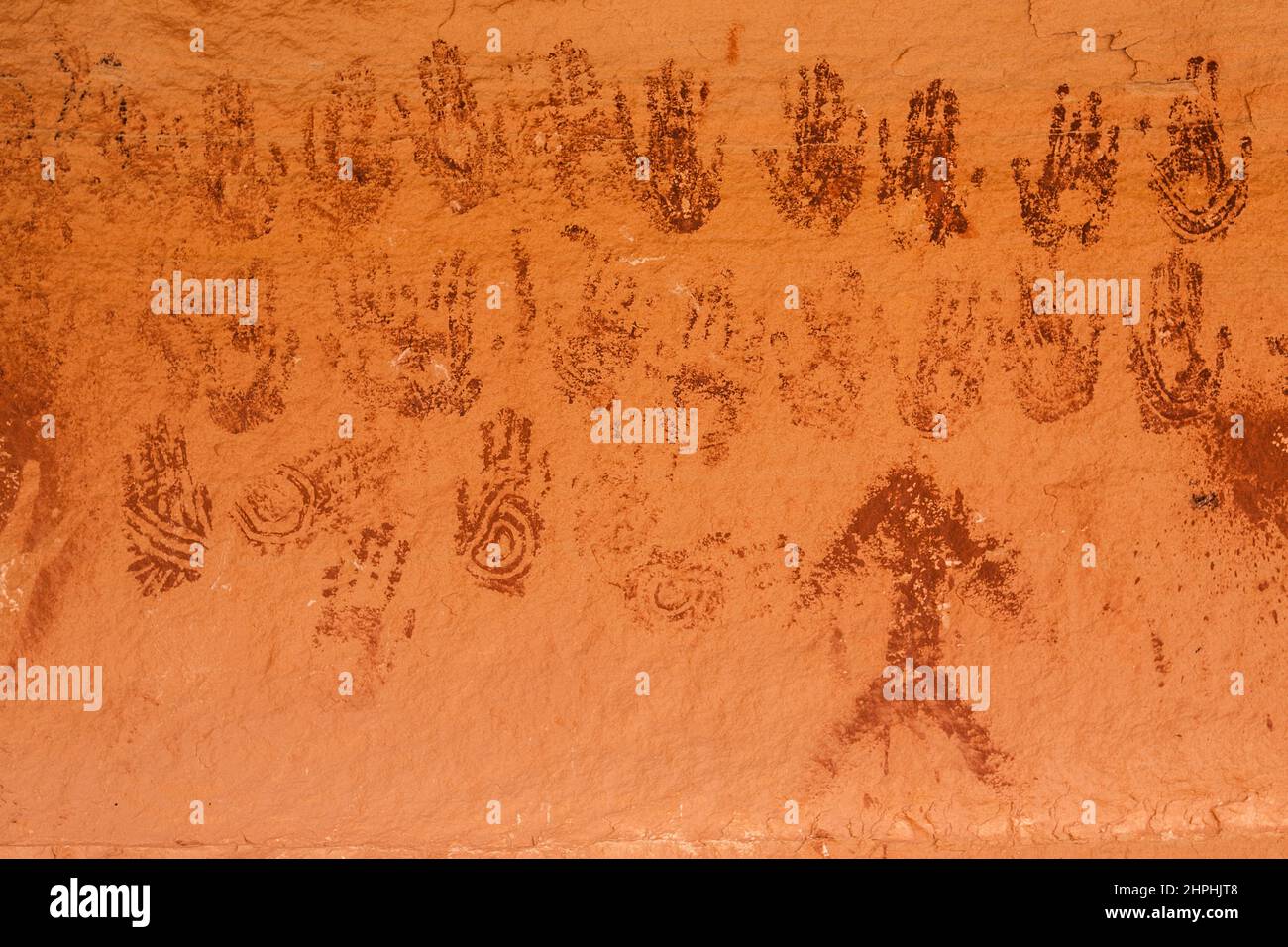 Ancient Native American pictographs of stylized hand prints in the ...