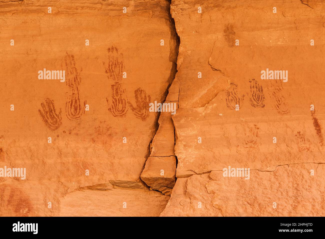 Ancient Native American pictographs of stylized hand prints in the ...