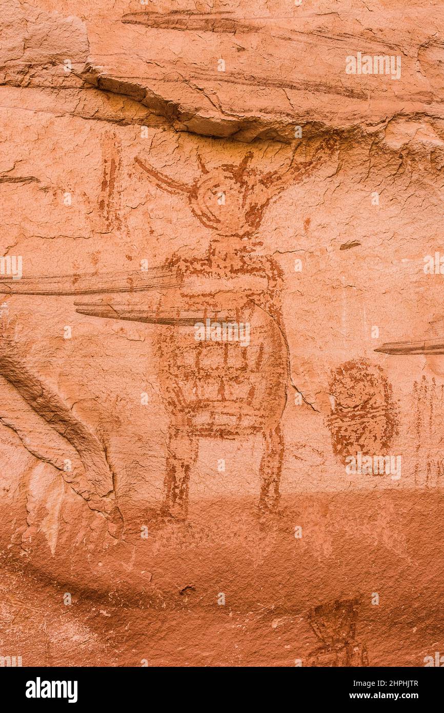 A pictograph rock art panel in the Alcove Gallery in Horseshoe Canyon ...