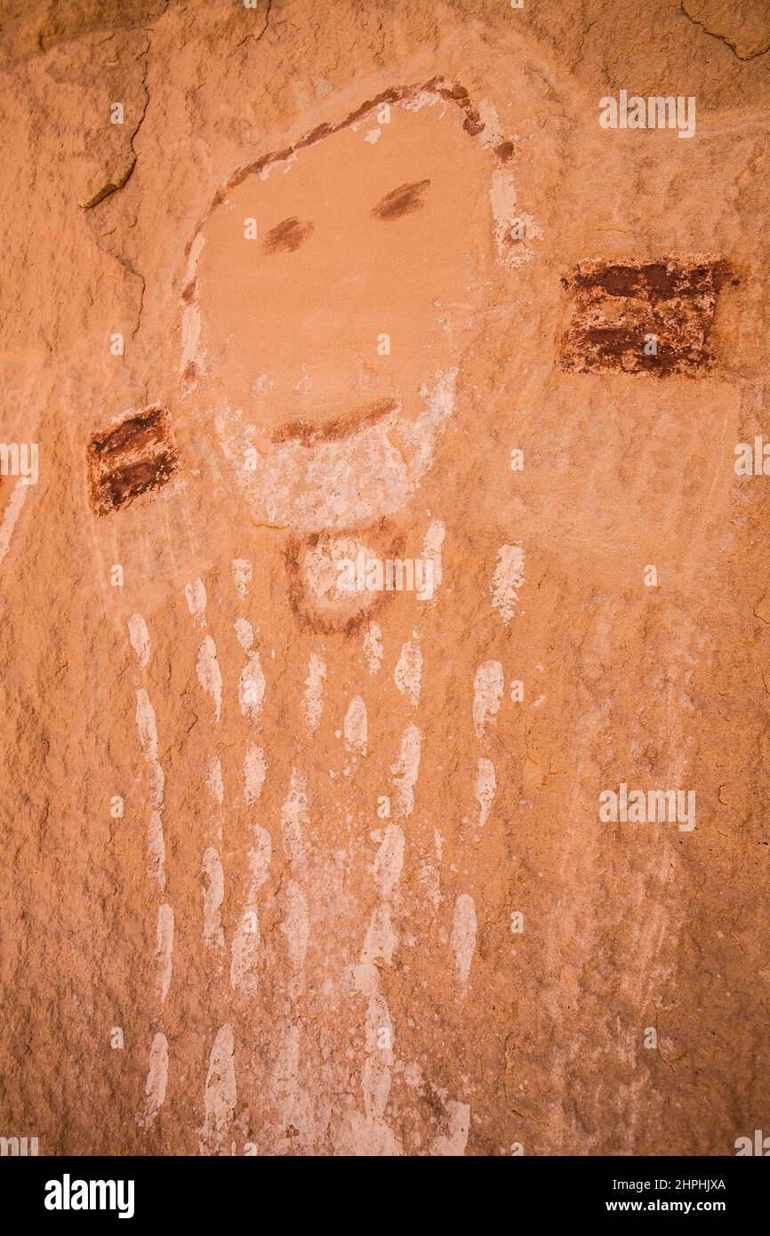 This ancient rock art panel, called the Five Faces, is more than 700 ...