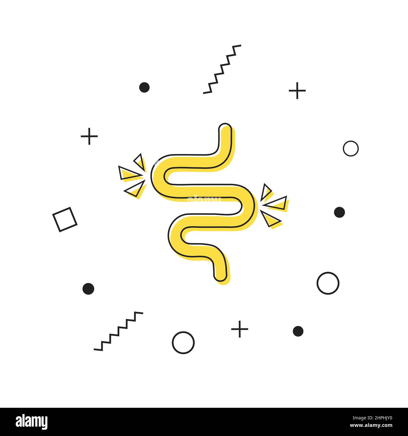 Colitis icon vector. Yellow gut constipation icon with geometric shapes ...