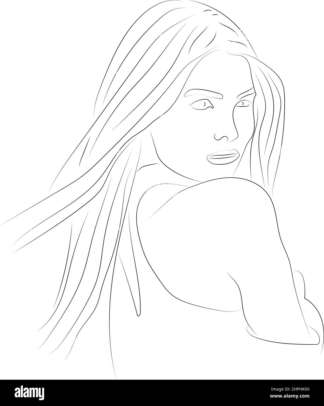 Zodiac signs. Virgo. A young girl with long hair looking over her ...