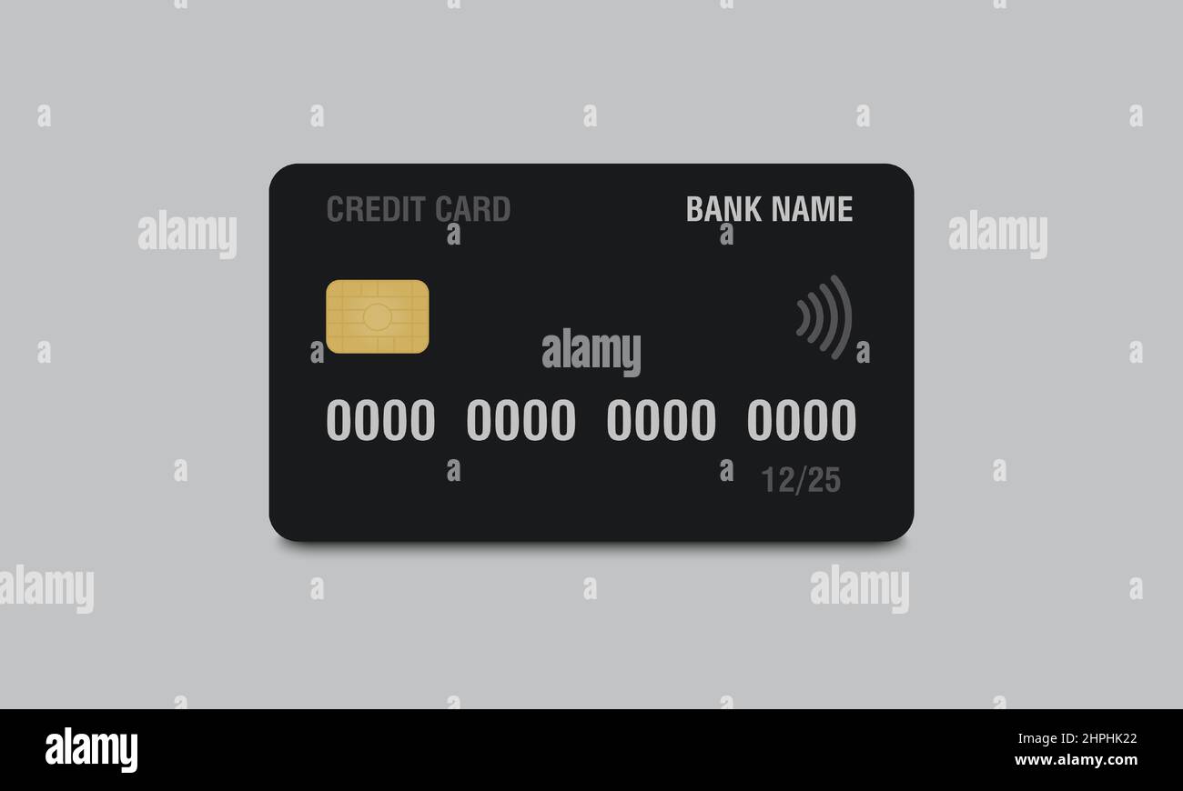 Credit card mockup. Realistic black credit card with blank surface for ...