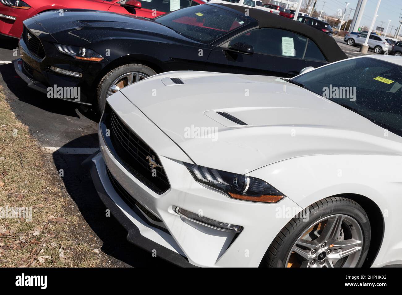 Plainfield - Circa February 2022: Ford Mustang display at a dealership ...