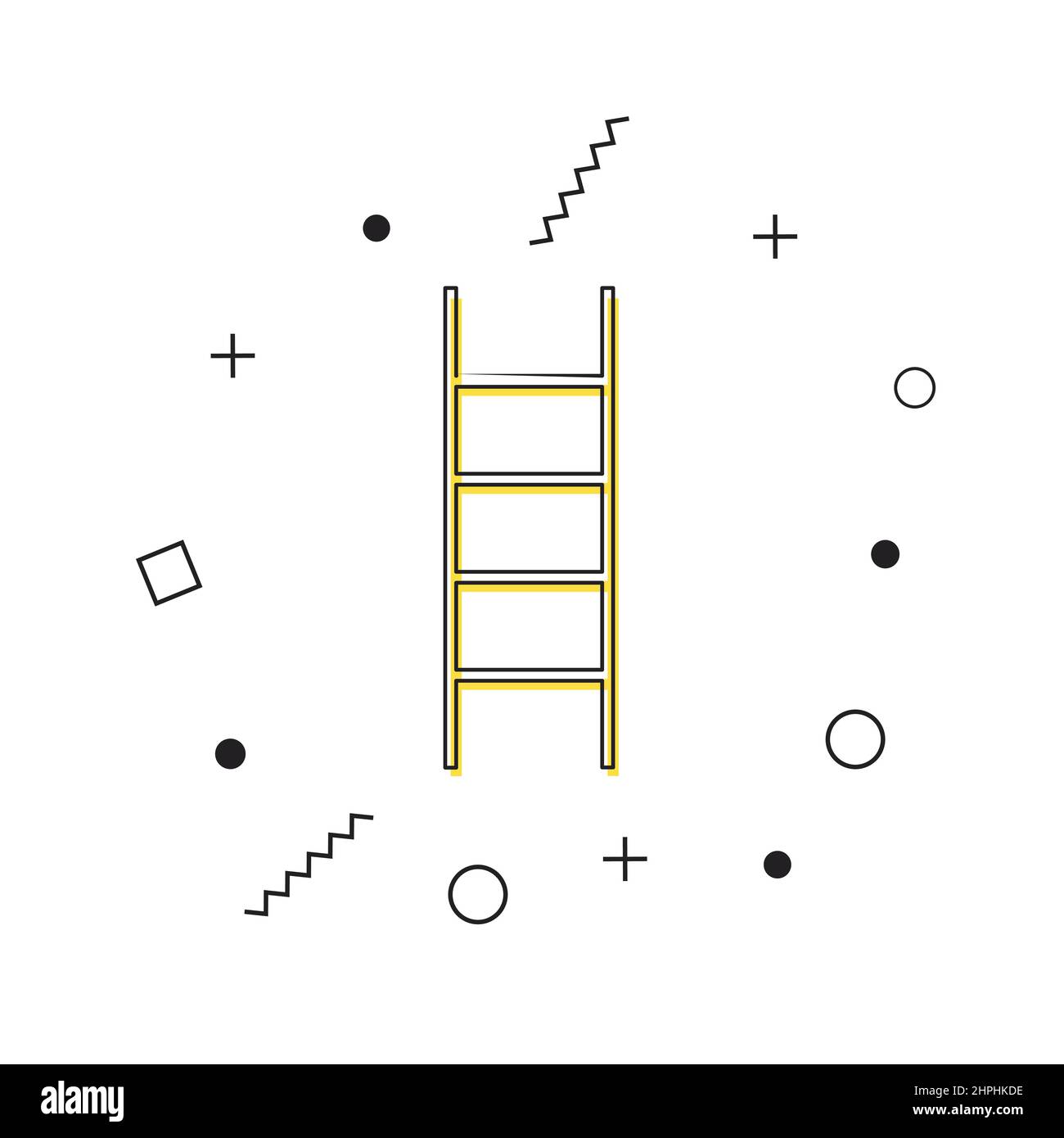 Ladder icon vector. Yellow ladder sign icon with geometric shapes on ...