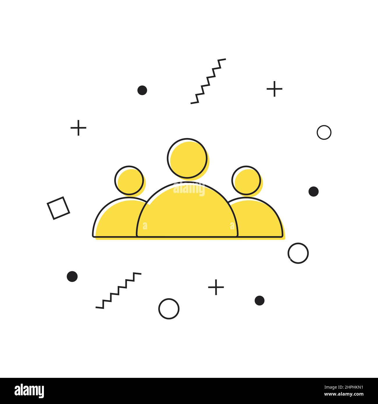 Three people icon vector. Yellow three persons icon with geometric ... Three people icon vector. Yellow three persons icon with geometric ...