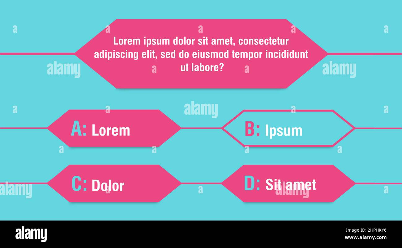Question and answers vector template for quiz game, exam, tv show ...