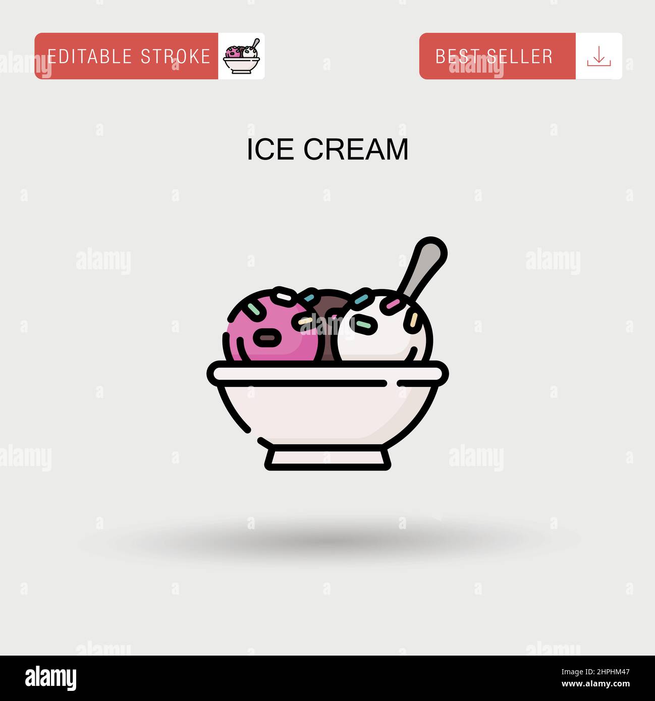 Strawberry sundae cream waffle Stock Vector Images - Alamy