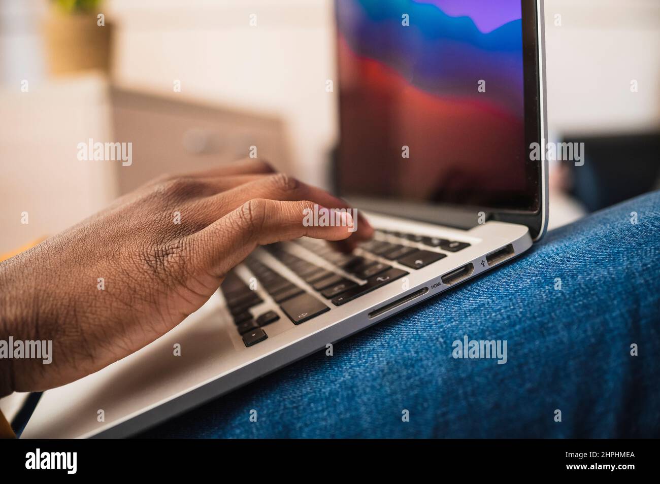 Black african mans hands typing hi-res stock photography and images - Alamy
