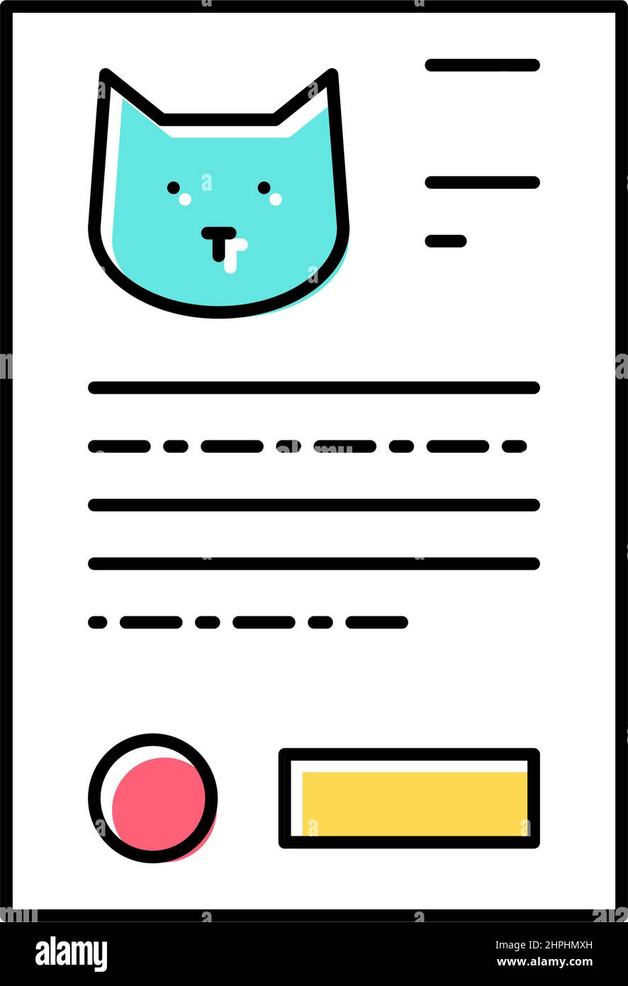 cat medical document color icon vector illustration Stock Vector Image ...