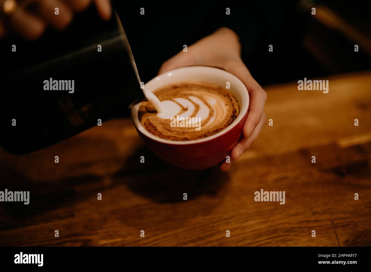 Pouring coffee in red cup hi-res stock photography and images - Alamy