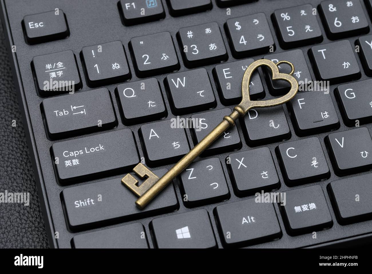 old key on computer keyboard. Concept of Internet security, data ...