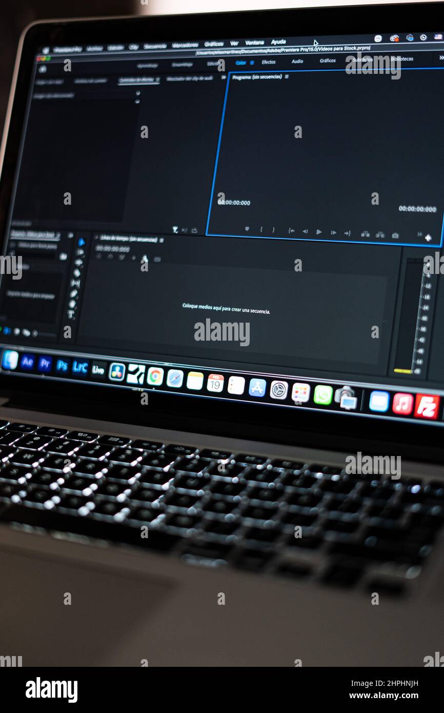 computer screen editing photos and videos Stock Photo - Alamy