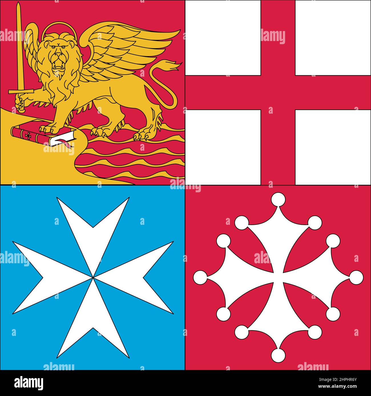 Top view of flag Naval jack, Italy. italian patriot and travelconcept ...