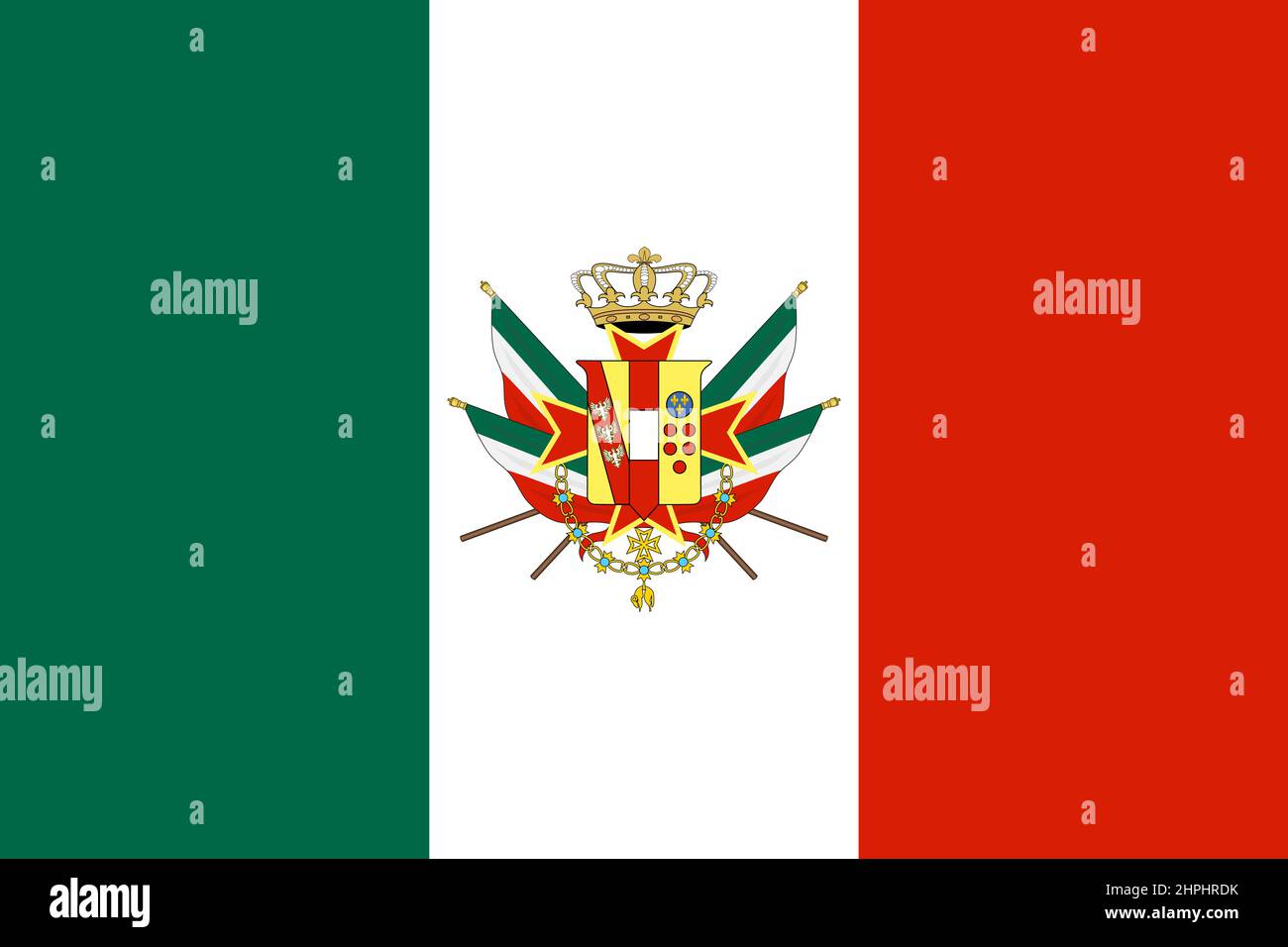 Top view of flag State the Grand Duchy of Tuscany 1848 1849, Italy ...
