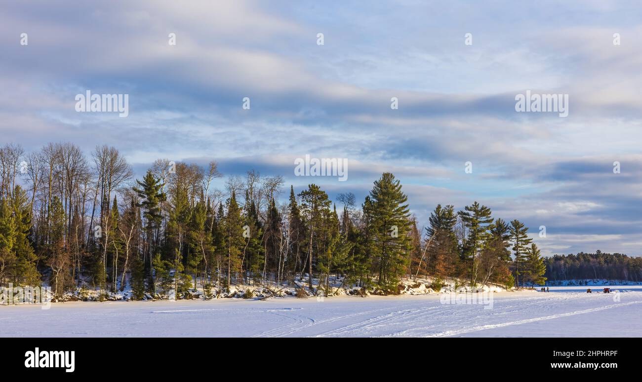 Ice fisherman on the Chippewa Flowage in northern Wisconsin Stock Photo ...