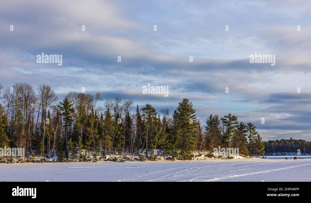 Ice fisherman on the Chippewa Flowage in northern Wisconsin Stock Photo ...