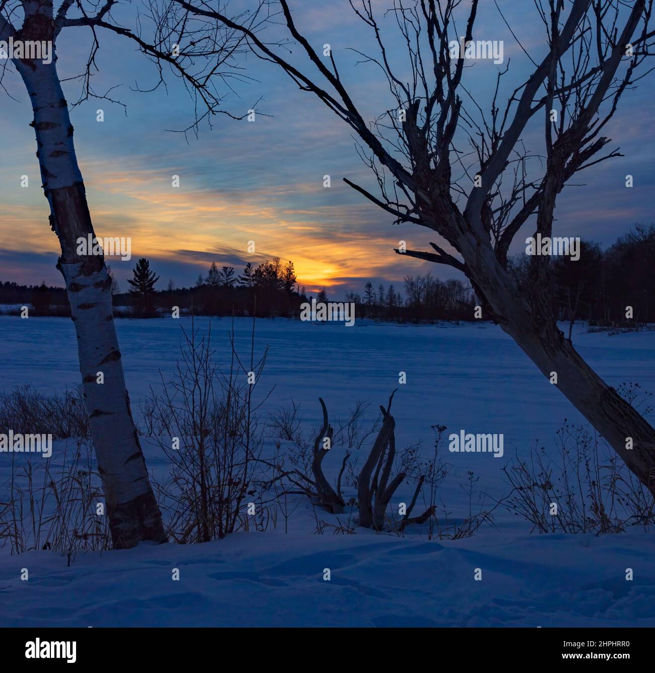 The last rays of light on the Chippewa Flowage in northern Wisconsin ...