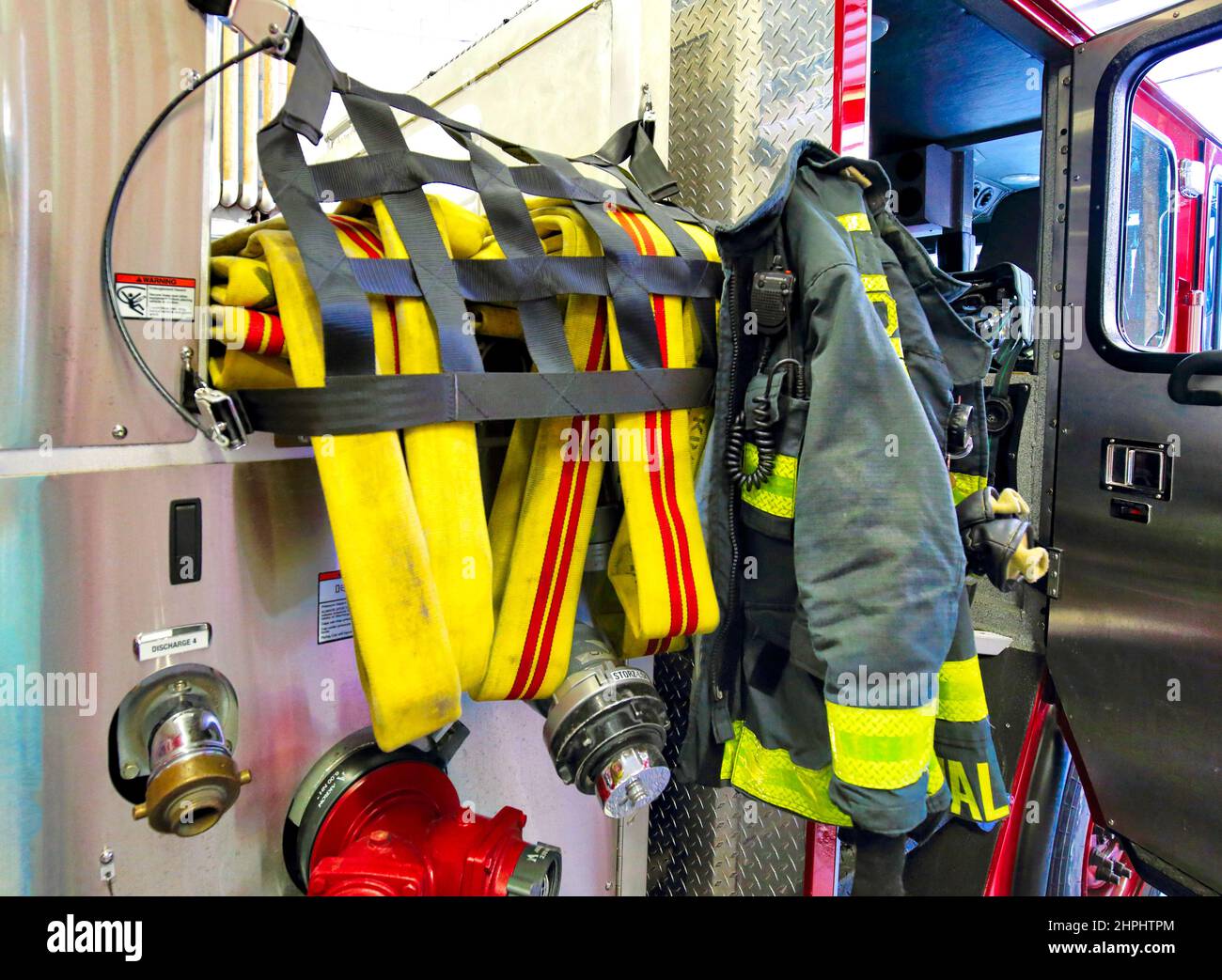 Fire truck ready to respond to emergency Stock Photo - Alamy