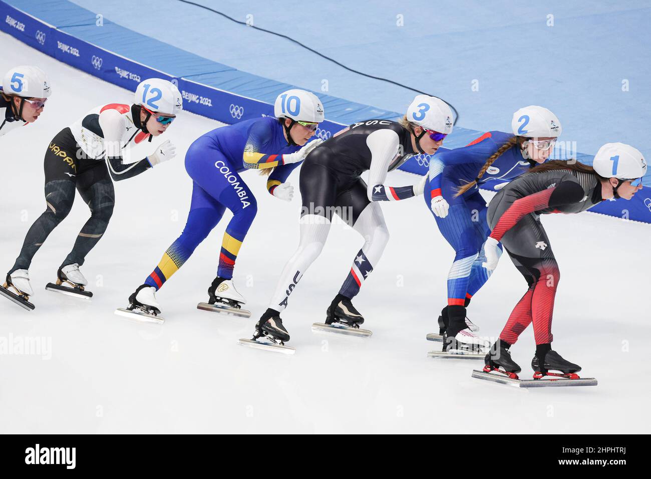 Beijing, China. 19th Feb, 2022. (L - R) Ayano Sato (JPN), Laura Gomez ...